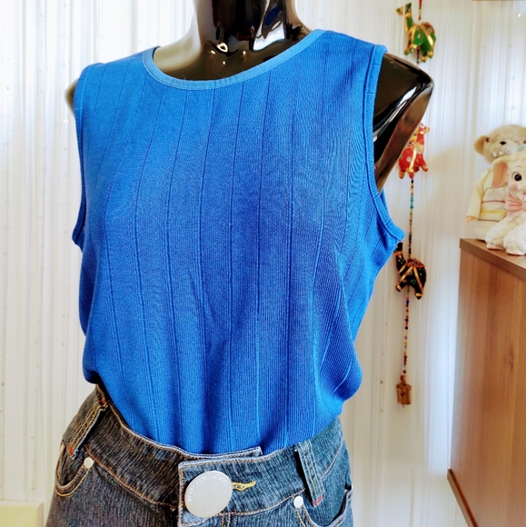 Vintage | Tops | Vintage Blue Ribbed Tank | Poshmark